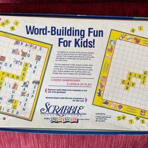 Vintage 1989 Scrabble for Juniors Game by Milton Bradley - Word Game ...