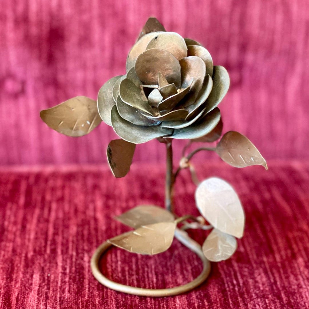 Vintage Handmade Copper Flower Sculpture - 3D Floral Art - Copper Shelf ...