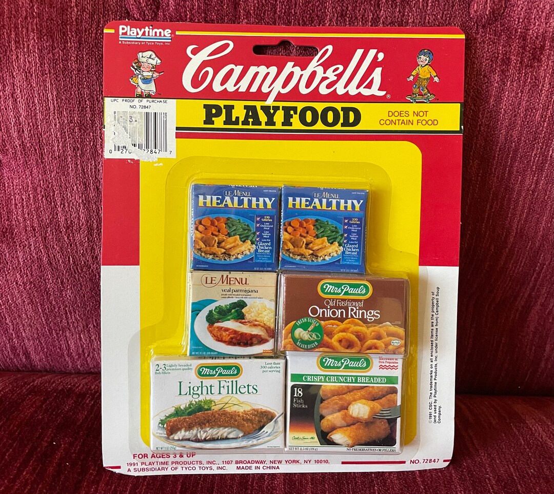 Vintage 1991 Campbells Play Food Set Miniature Mrs. Pauls Fishsticks ...
