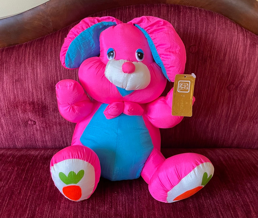 Vintage 1989 Fiesta Hot Pink Bunny Plush “carrot” - Nylon Stuffed ...