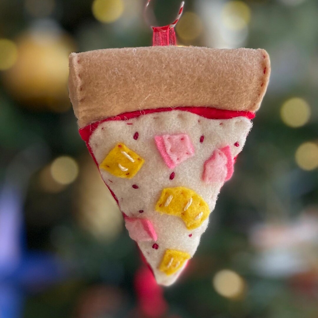 Handmade Felt Hawaiian Pizza Ornament - Pizza Slice Ornament - Funny ...