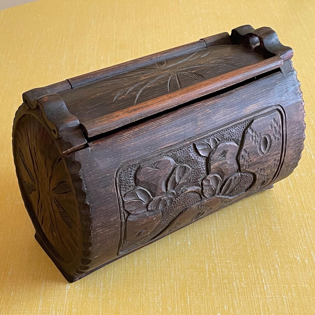 Antique Hand-carved Bamboo Container - Bamboo Water Carrier - Carved ...
