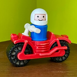 Vintage Fisher Price Little People Driver With White Helmet and Blue ...