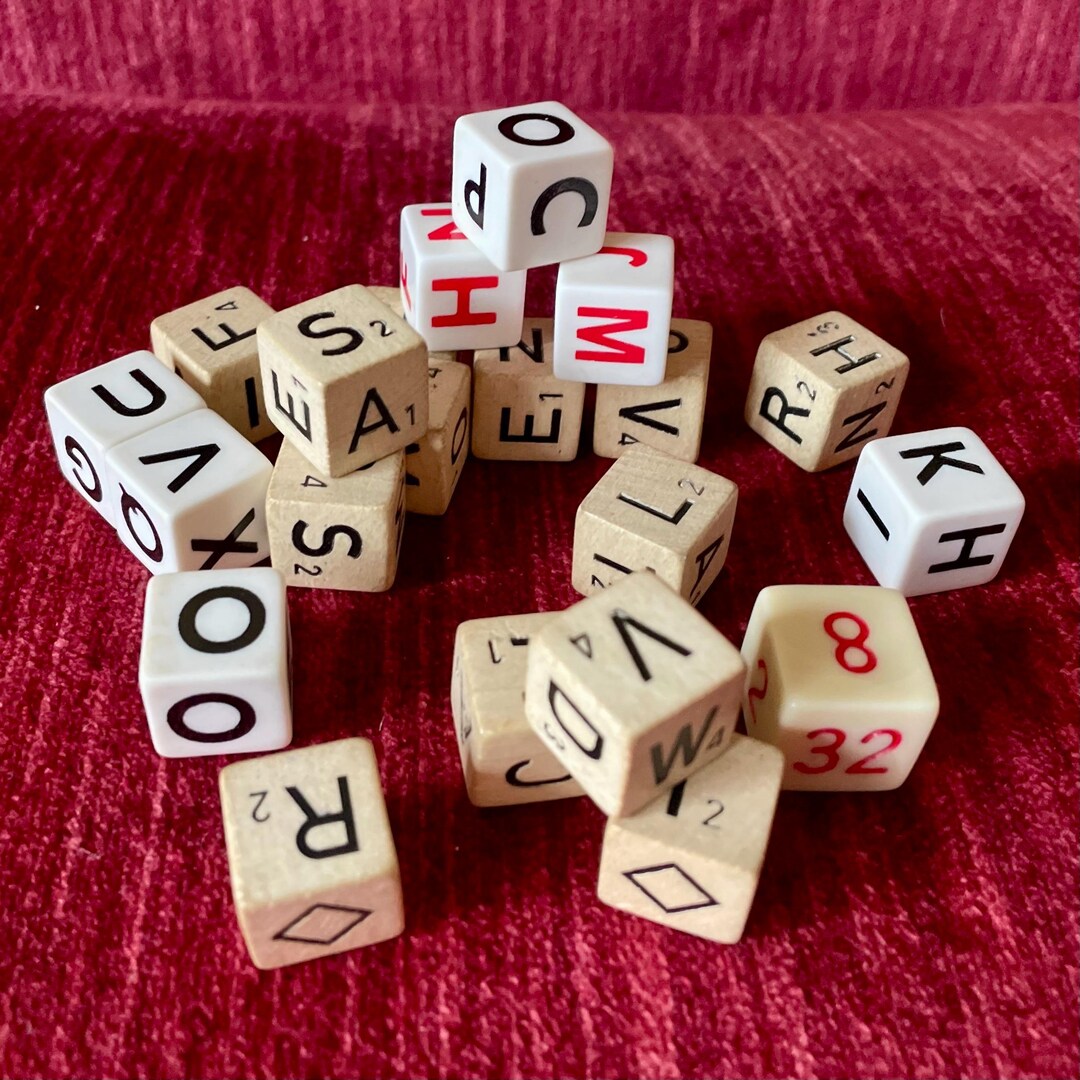 21 Vintage Letter Dice Dice for Crafting Replacement Game Pieces Ad Lib Dice Assemblage Letters ...