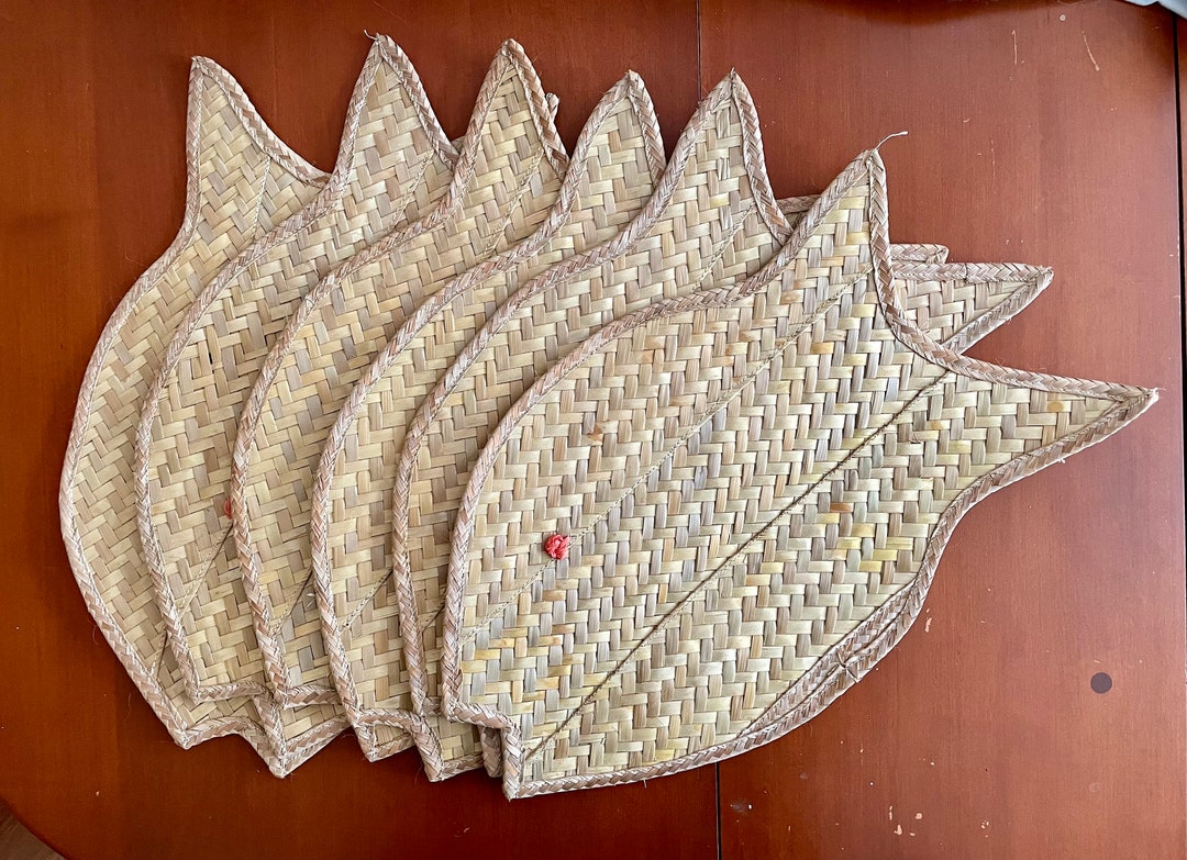 Set of 6 Vintage Woven Fish Placemats - Retro Dining Room - 1970s Decor ...
