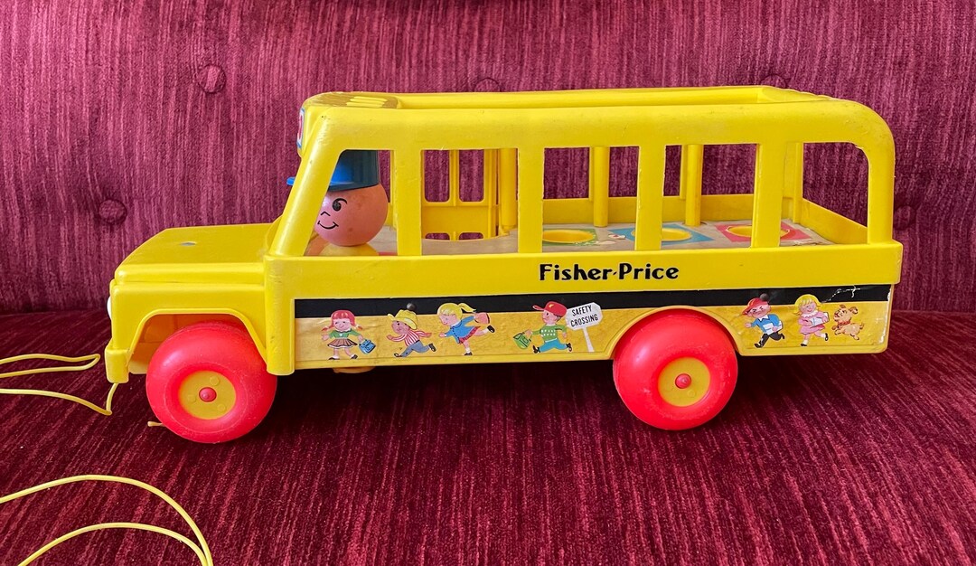 Vintage Fisher Price 1965 Little People School Bus 192 - Pull Toy ...