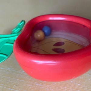 Vintage Playskool Apple Rattle 51 Plastic Half Apple With Wooden Beads ...
