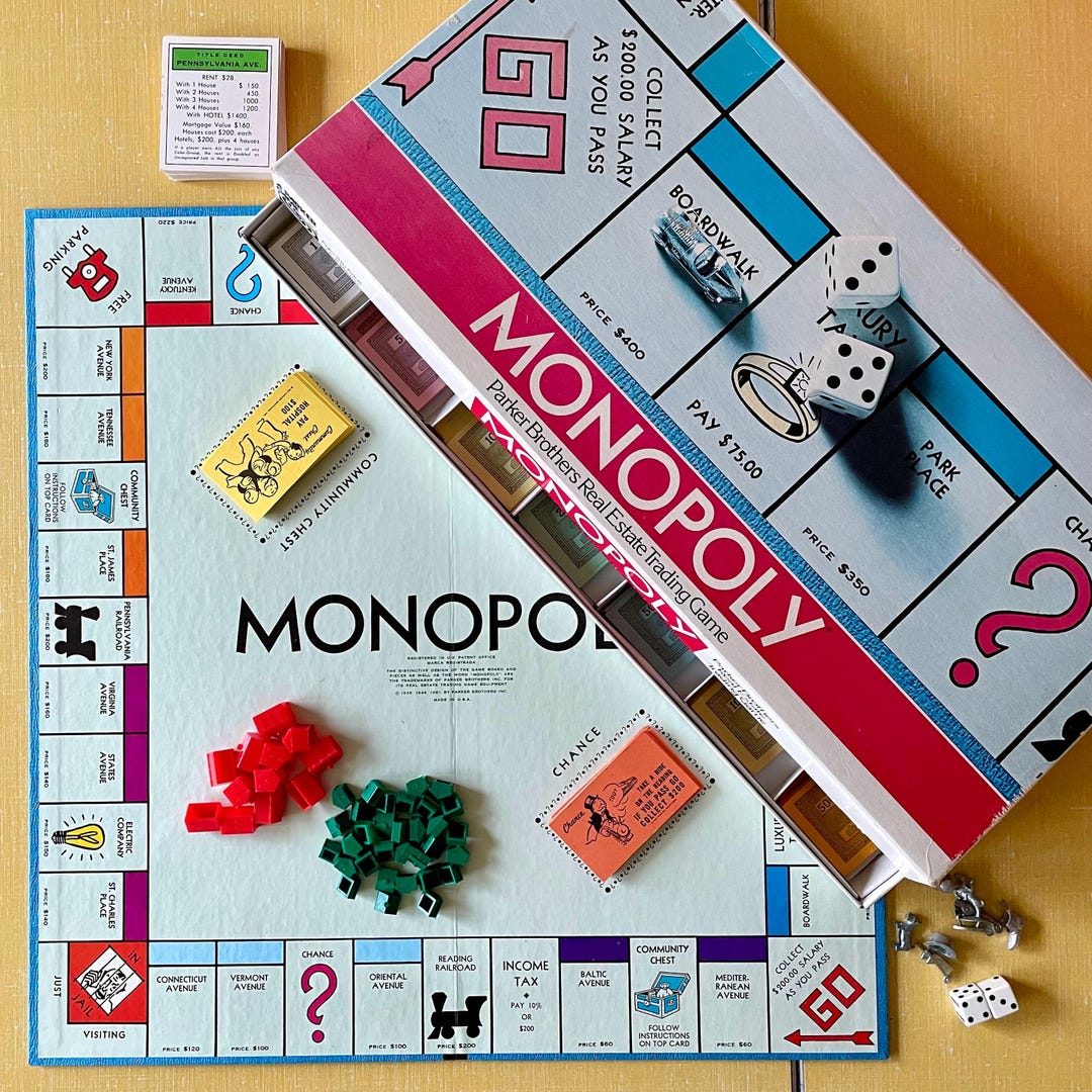 Vintage 1975 Monopoly Game - Parker Brothers Monopoly - Metal Tokens ...