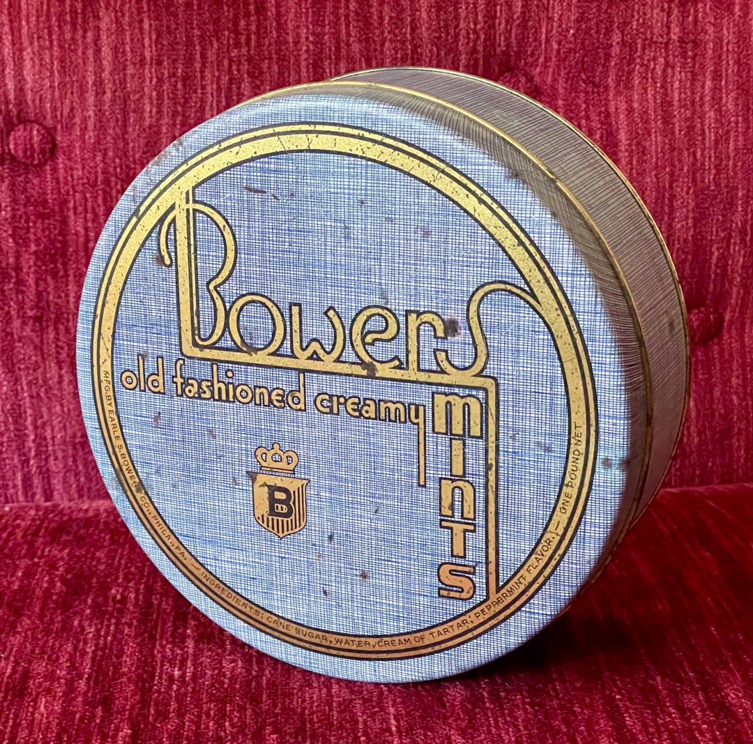 Vintage “bowers Old Fashioned Mints” Round Tin With Lid - Retro Kitchen ...