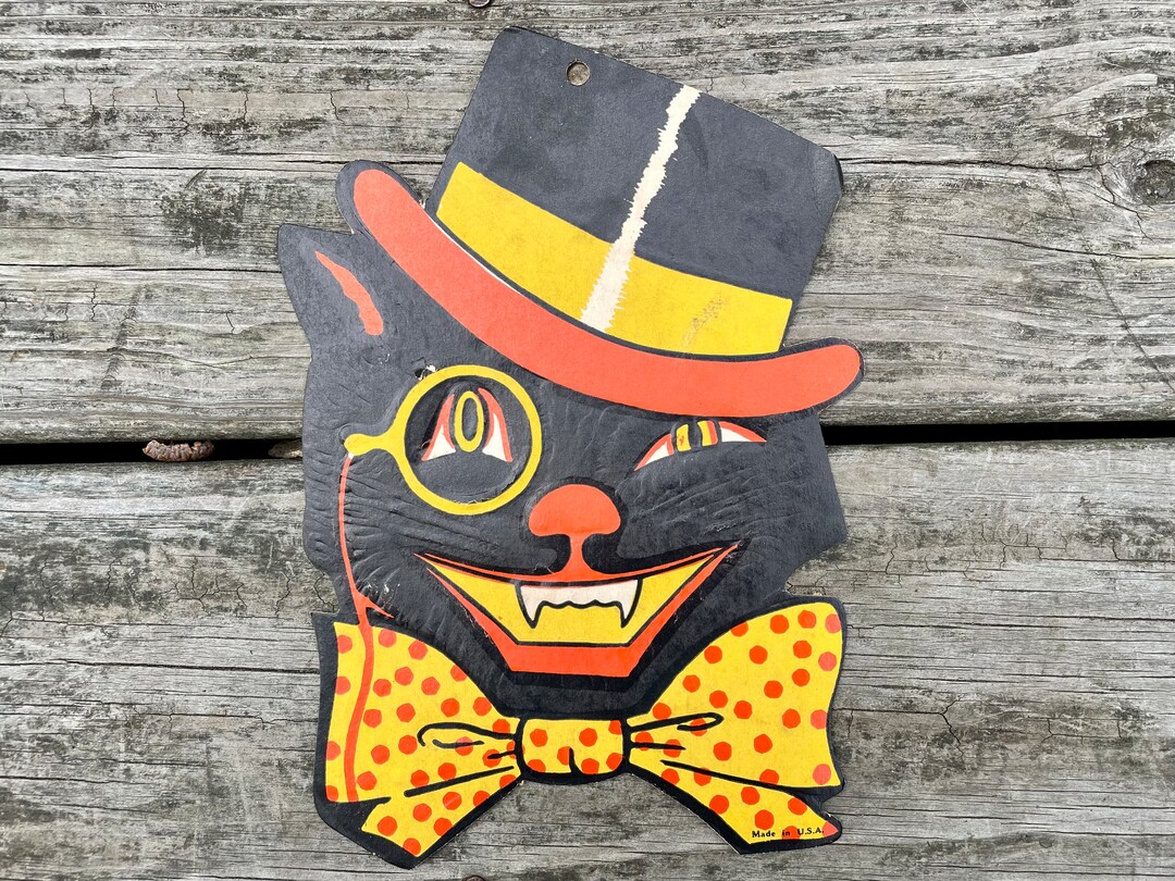 Vintage Beistle Black Cat With Top Hat and Monocle - Die Cut Decoration ...