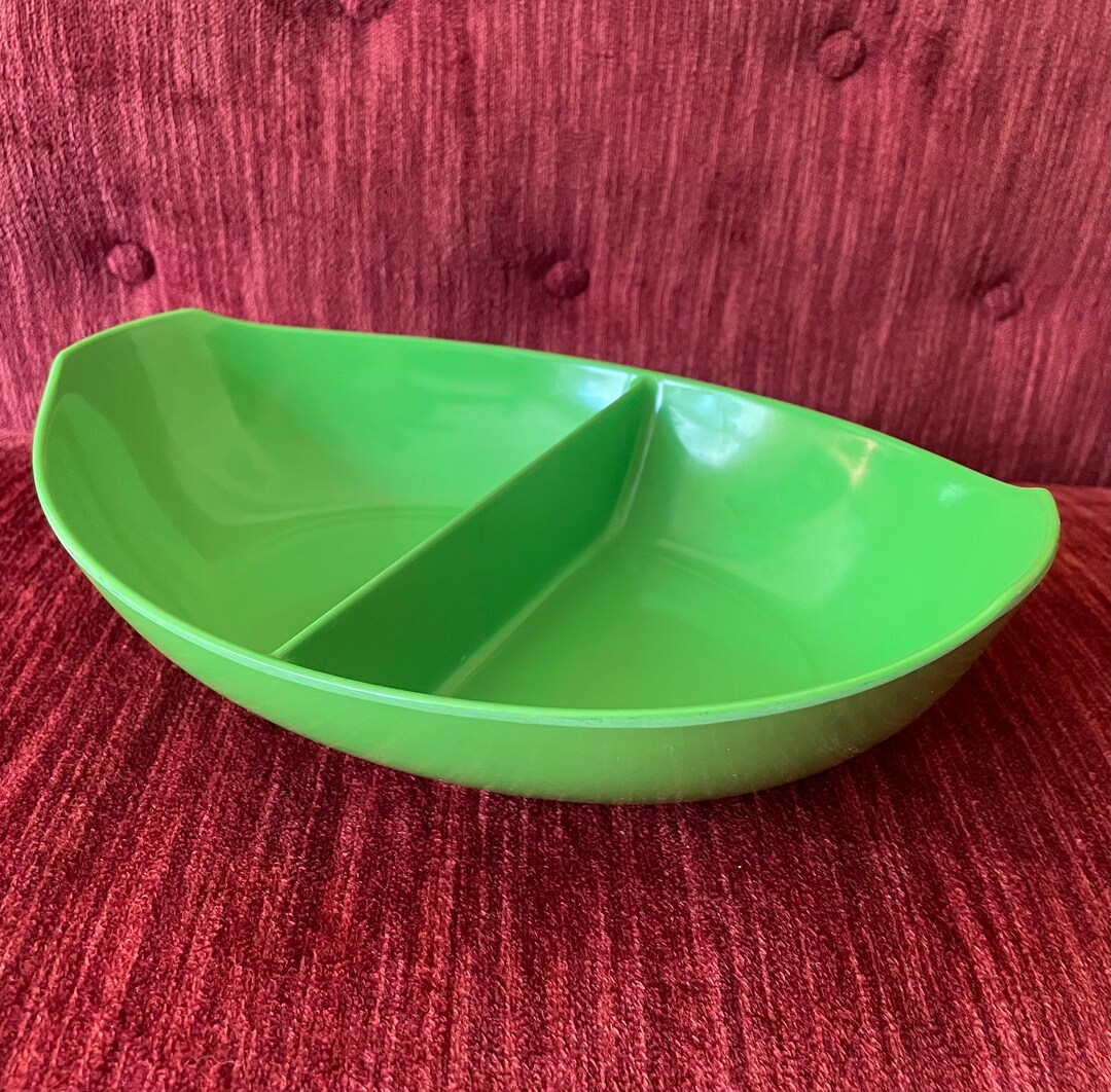 Vintage Oneida Deluxe Melamine Divided Serving Dish - Two Part Boat ...