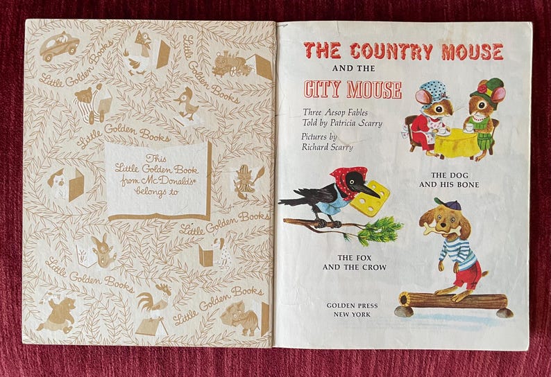 Vintage the Country Mouse and the City Mouse Little Golden Book - 1980s ...