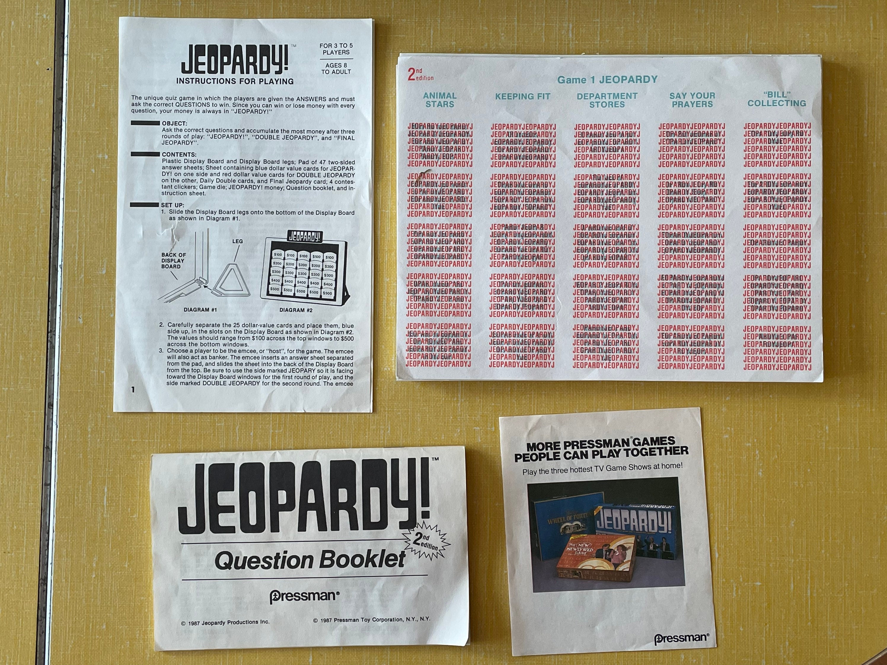 Jeopardy Board Game Pressman