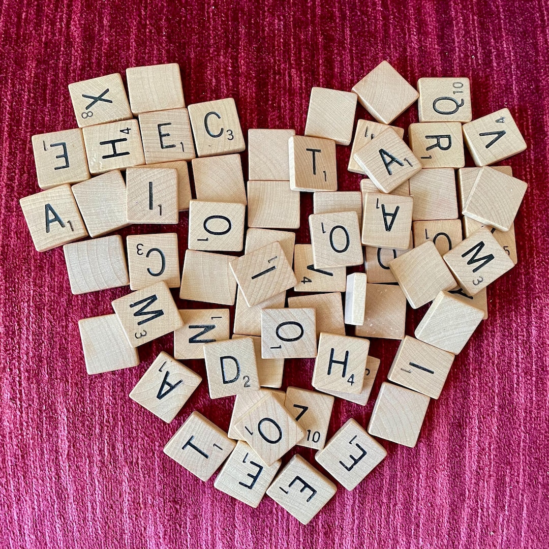 Lot of 64 Vintage Scrabble Tiles - Wooden Letter Tiles for Crafting ...