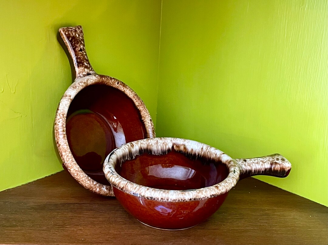 Set of Two Vintage Hull Casserole Soup Bowls With Handles - Retro ...