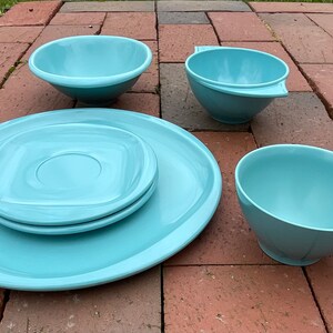 Six Pieces of Vintage Melamine Boontonware Dishes Medium Blue Melamine ...