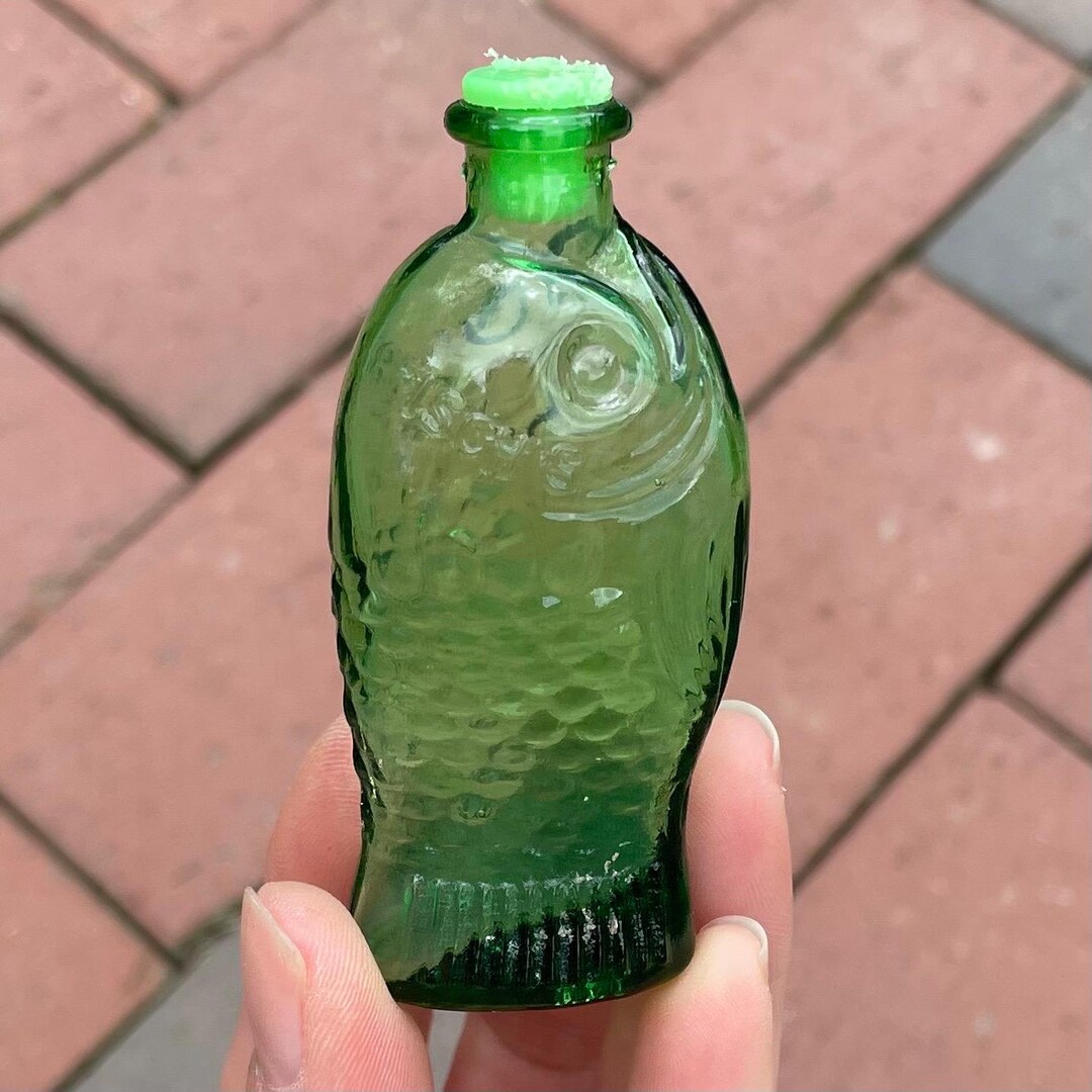 Vintage Dr. Fisch’s Bitters Green Glass Bottle - Tiny Fish Shaped ...