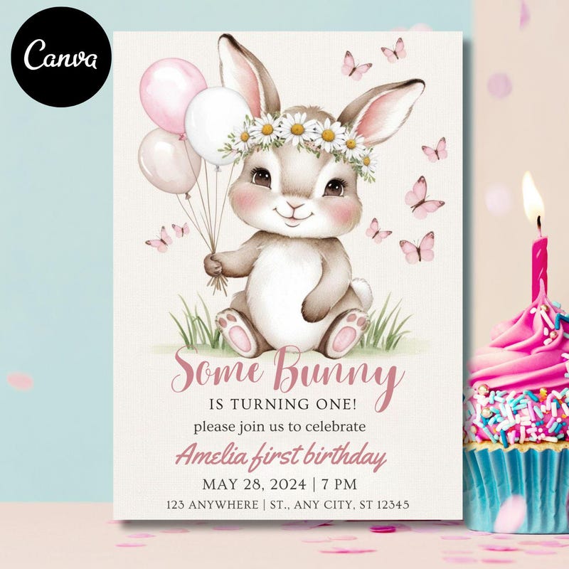 Bunny Invitation - Etsy