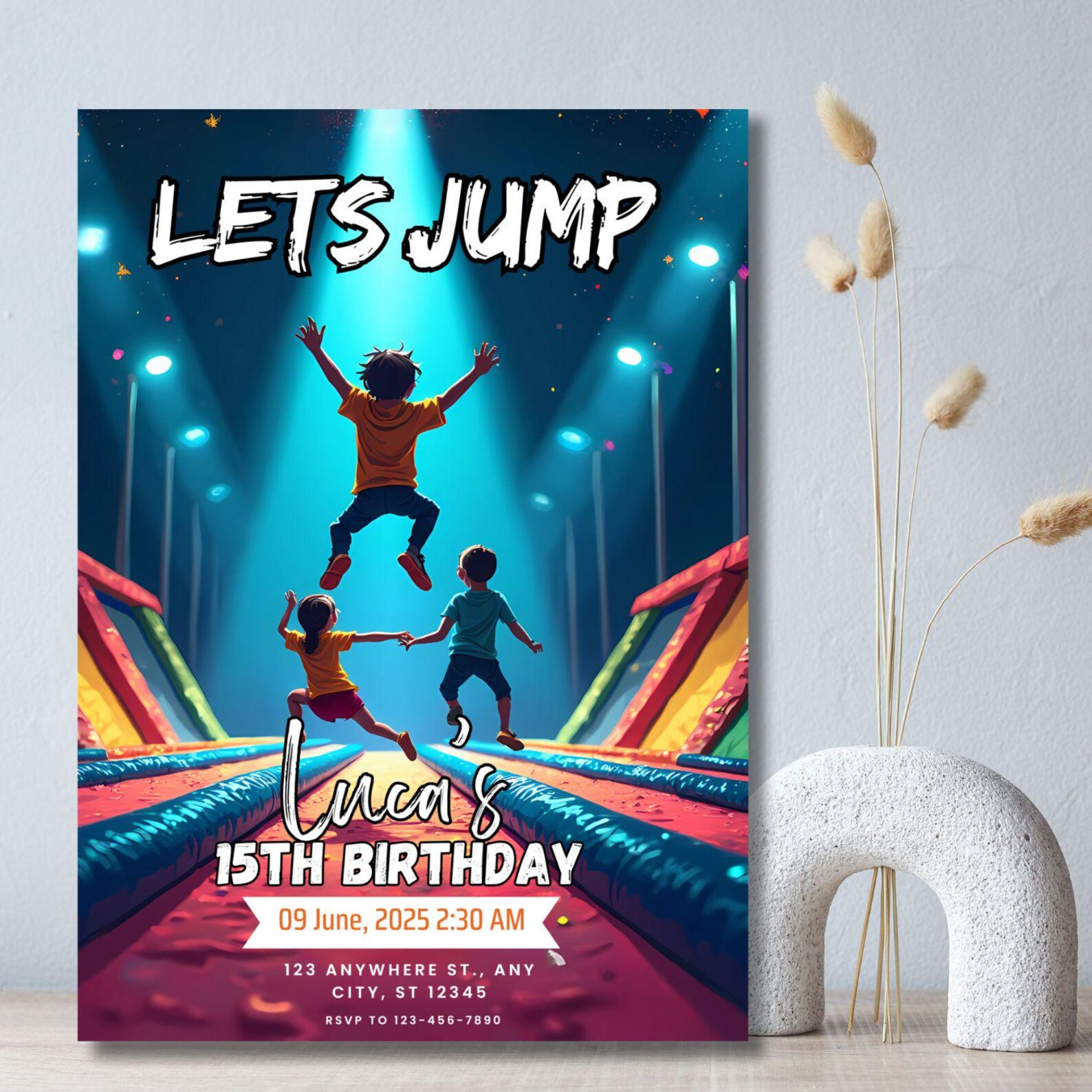 Trampoline Park Party Invite for Trampoline Birthday Party Invitation ...