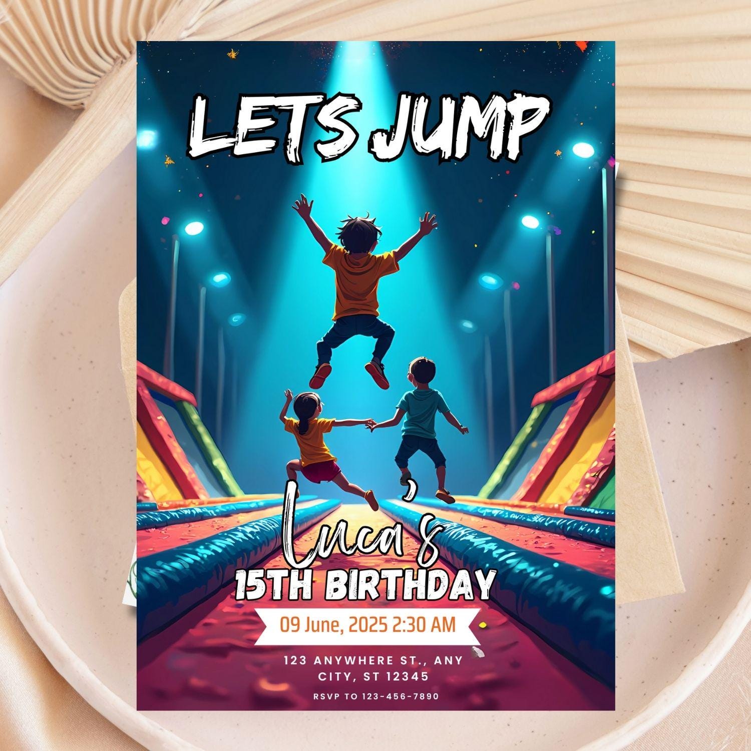 Trampoline Park Birthday Invitation: Teen Jump Party (editable PDF) - Etsy