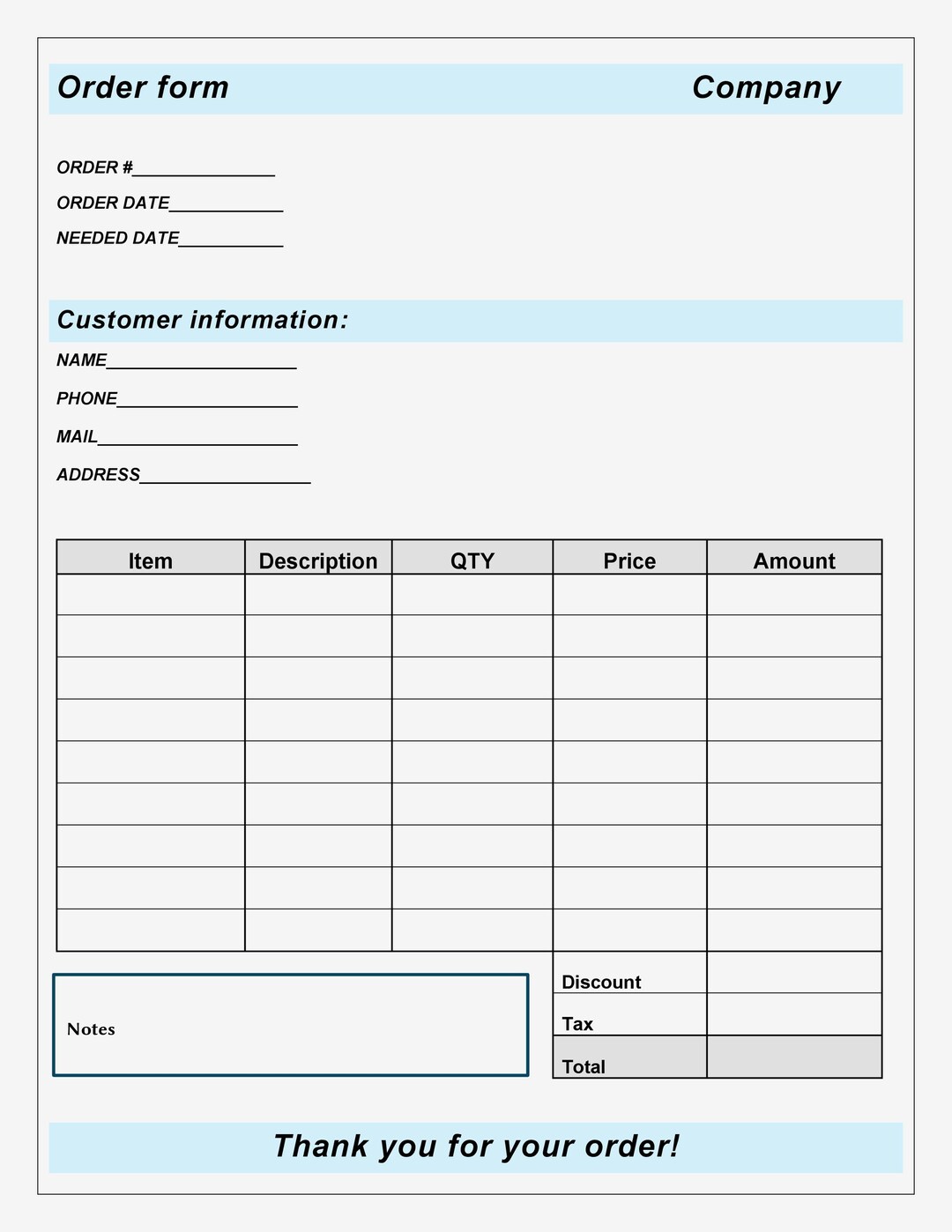 Personalized Order Form / Easy to Fill / Easy to Use - Etsy