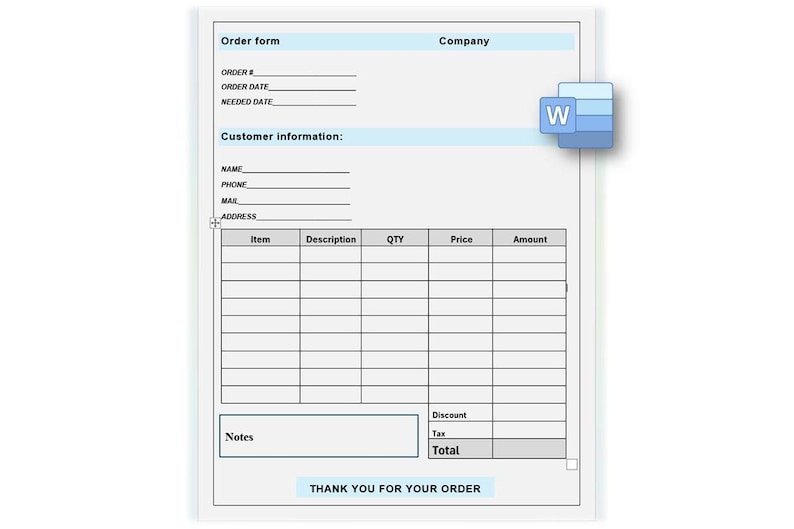 Order Form Template – Customizable Order Form for Small Business ...
