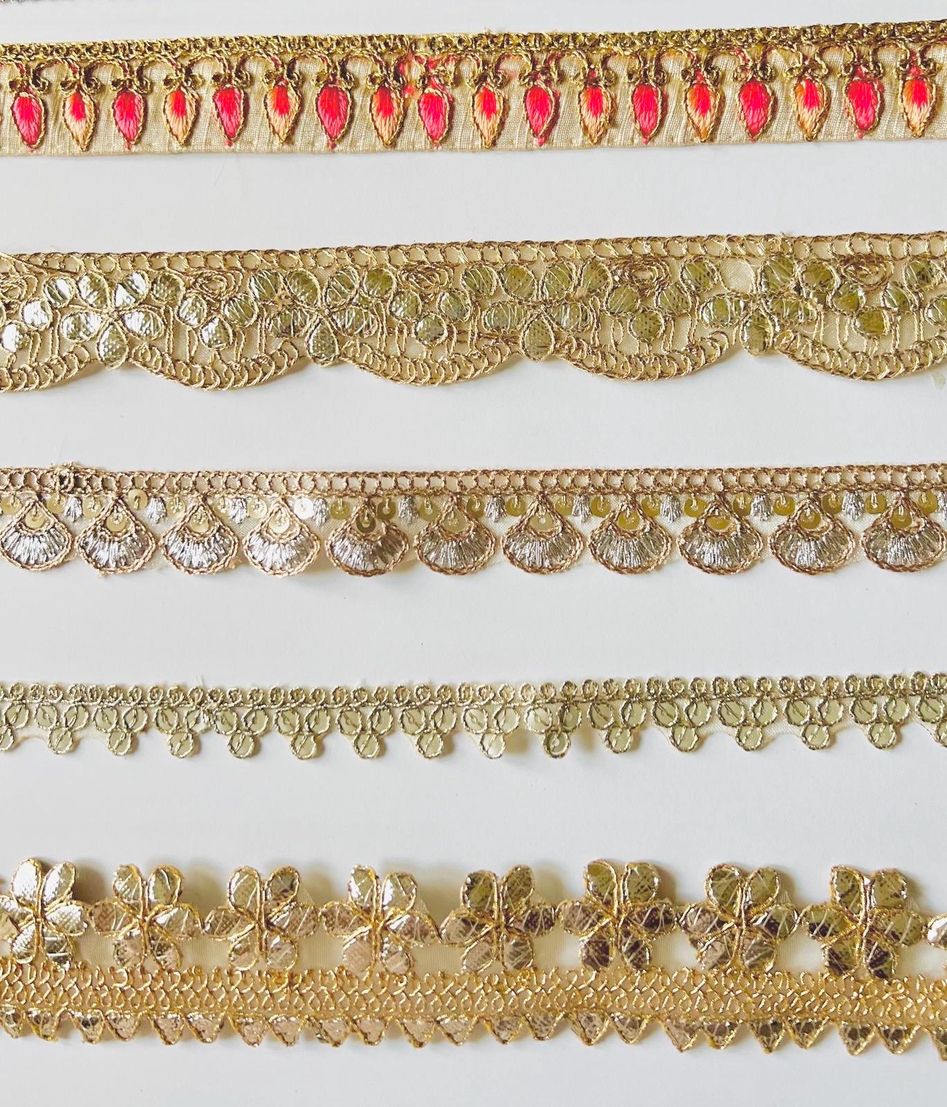 Golden Chords Embroidered Laces and Trims | Rose Gold | Golden | Silver ...