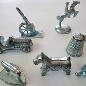10 Vintage Monopoly Game Markers - Scottie Dog, Race Car, Iron, Thimble ...