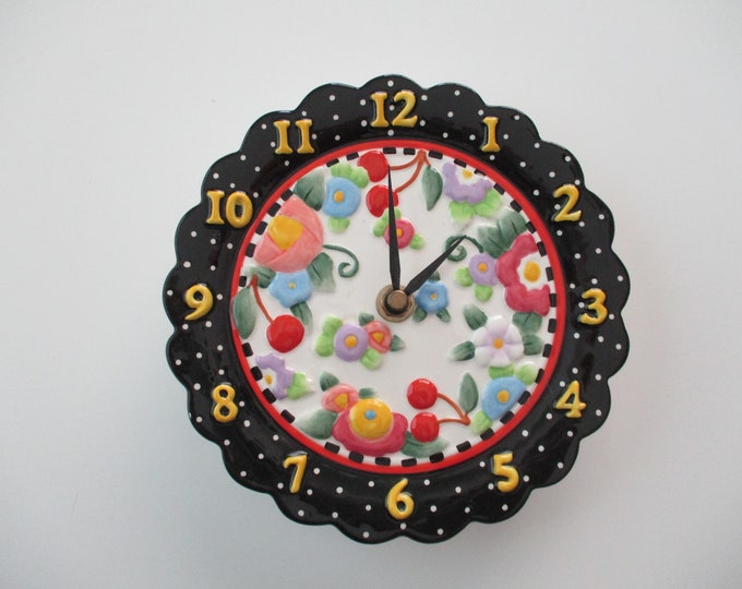 Mary Engelbreit Ceramic Wall Clock - Flowers, Cherries, Oh so Breit ...