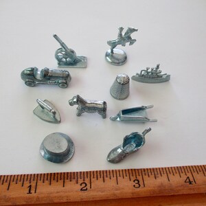 10 Vintage Monopoly Game Markers - Scottie Dog, Race Car, Iron, Thimble ...