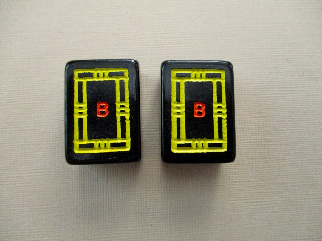 2 Mah Jongg Tiles - Chinese, Ancient Game, Asian, Soap Dragons, Black ...