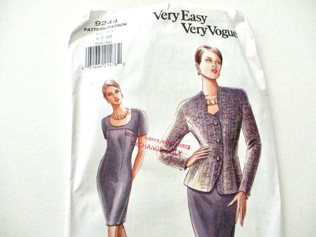 90s Vogue Sewing Pattern 9244: Petite Jacket & Dress (size 6-8-10) - Etsy