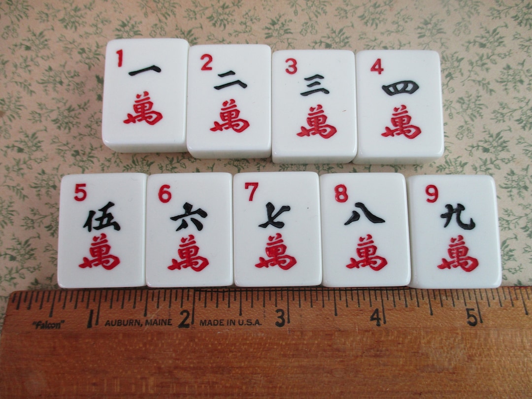9 Vintage Mah Jongg Tiles Crak Tiles 1-9, Chinese, Ancient Game, Asian ...