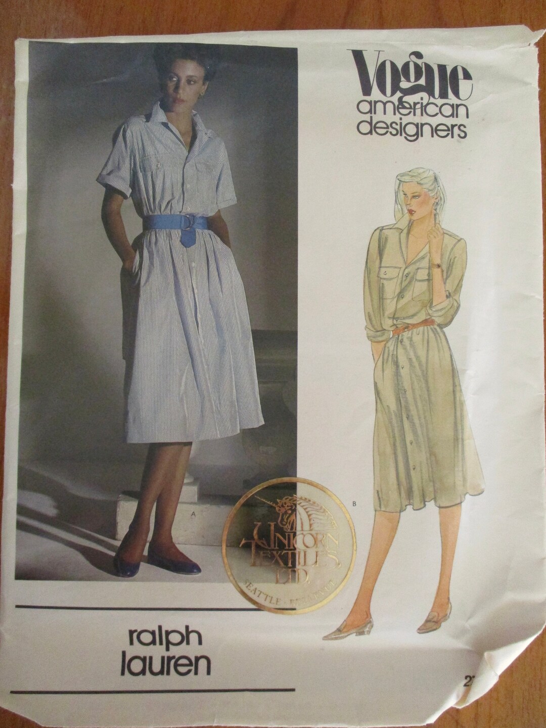 Vogue Uncut Pattern 2716 Ralph Lauren, Size 10, Dress, Belted, Casual ...