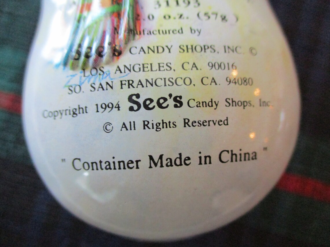 See's Candy Vintage Ornament 90s CHRISTMAS TIN With Lid - Etsy