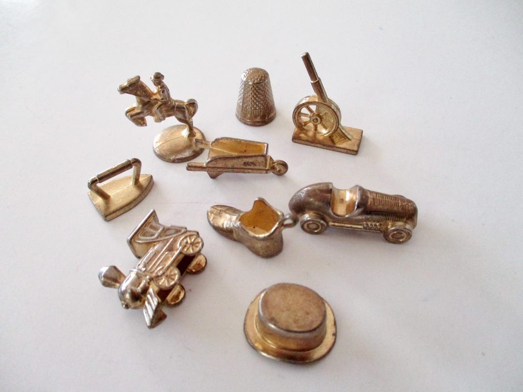 9 Vintage Gold Deluxe Edition Monopoly Game Pieces - Replacement Parts ...