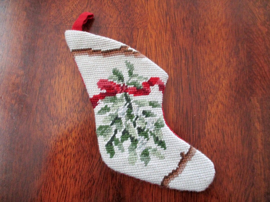 Mini Needlepoint Christmas STOCKING Ornament: Topiary, Floral ...