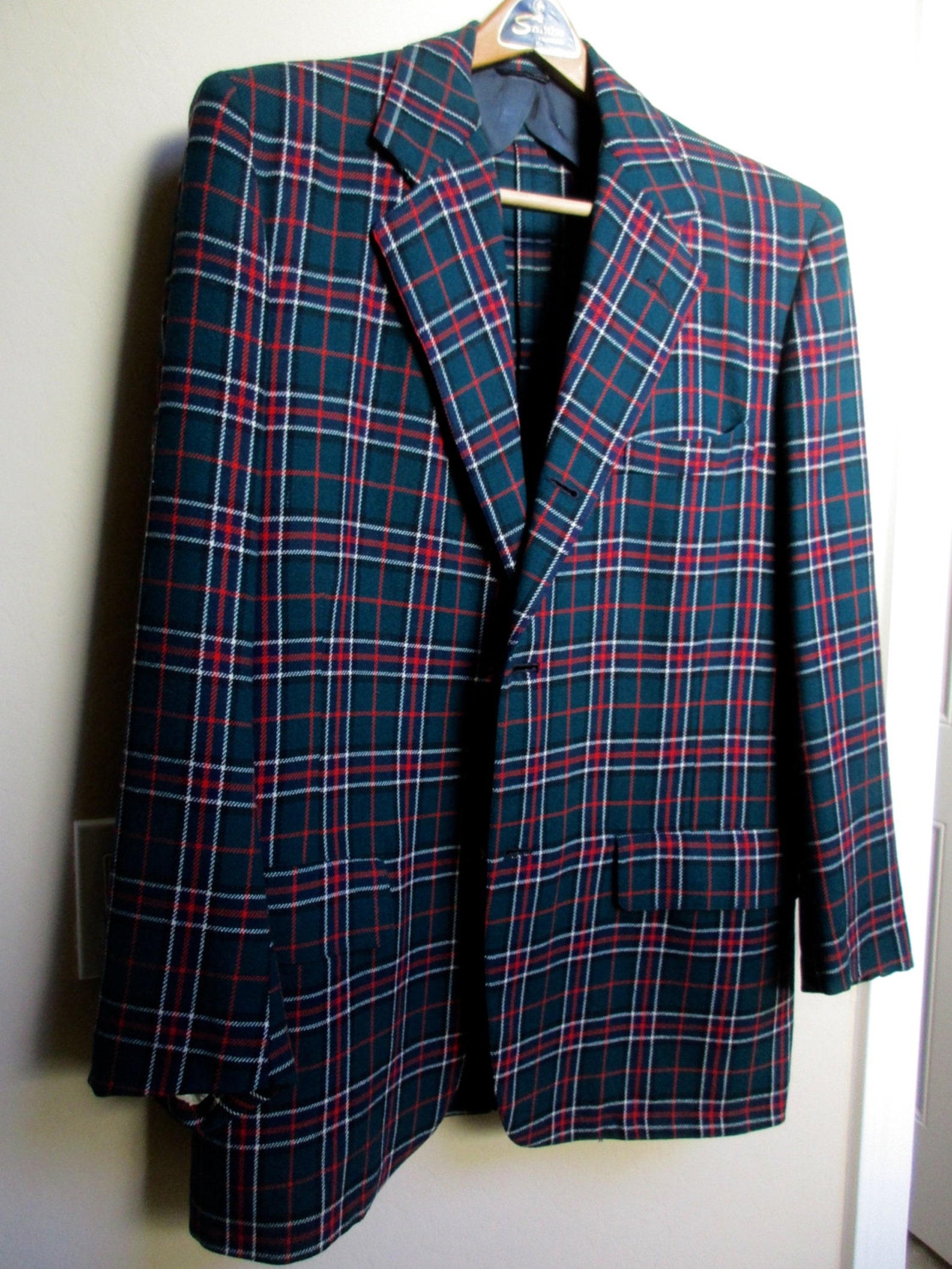 Vintage Green Plaid Wool Jacket Red and Green Christmas - Etsy