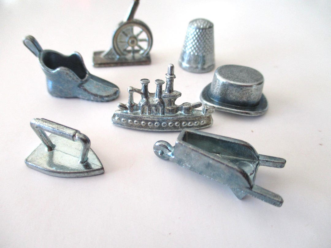 7 Vintage Monopoly Game Markers - Ship, Cannon, Thimble, Iron ...