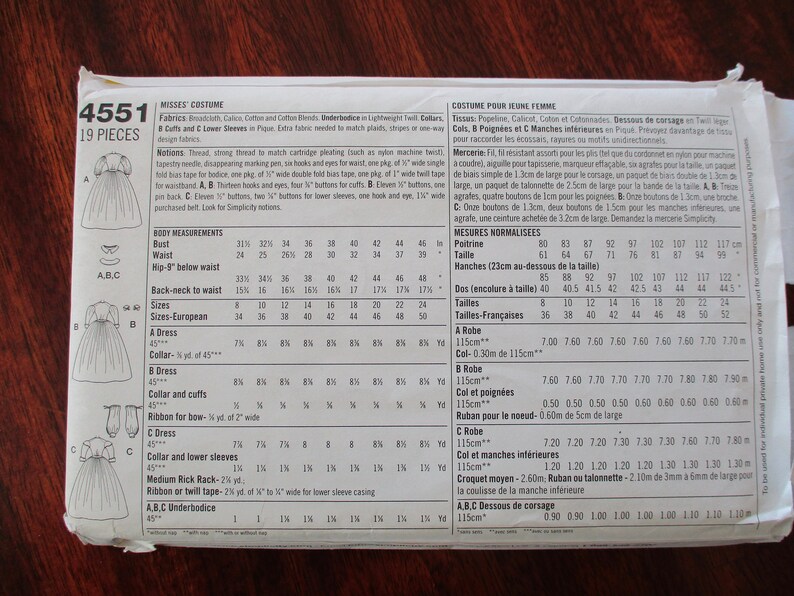 Simplicity Pattern 4488 Uncut Unused Costume the Fashion - Etsy