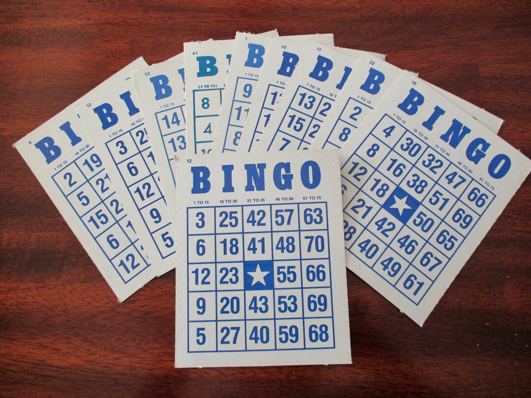 10 Bingo Cards - Vintage, Cardboard, Star, Blue - Etsy