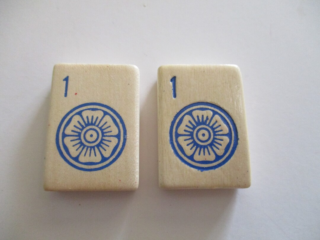 2 Vintage Mah Jongg Tiles - 60s Chinese, Ancient Game, Asian, One Dot ...