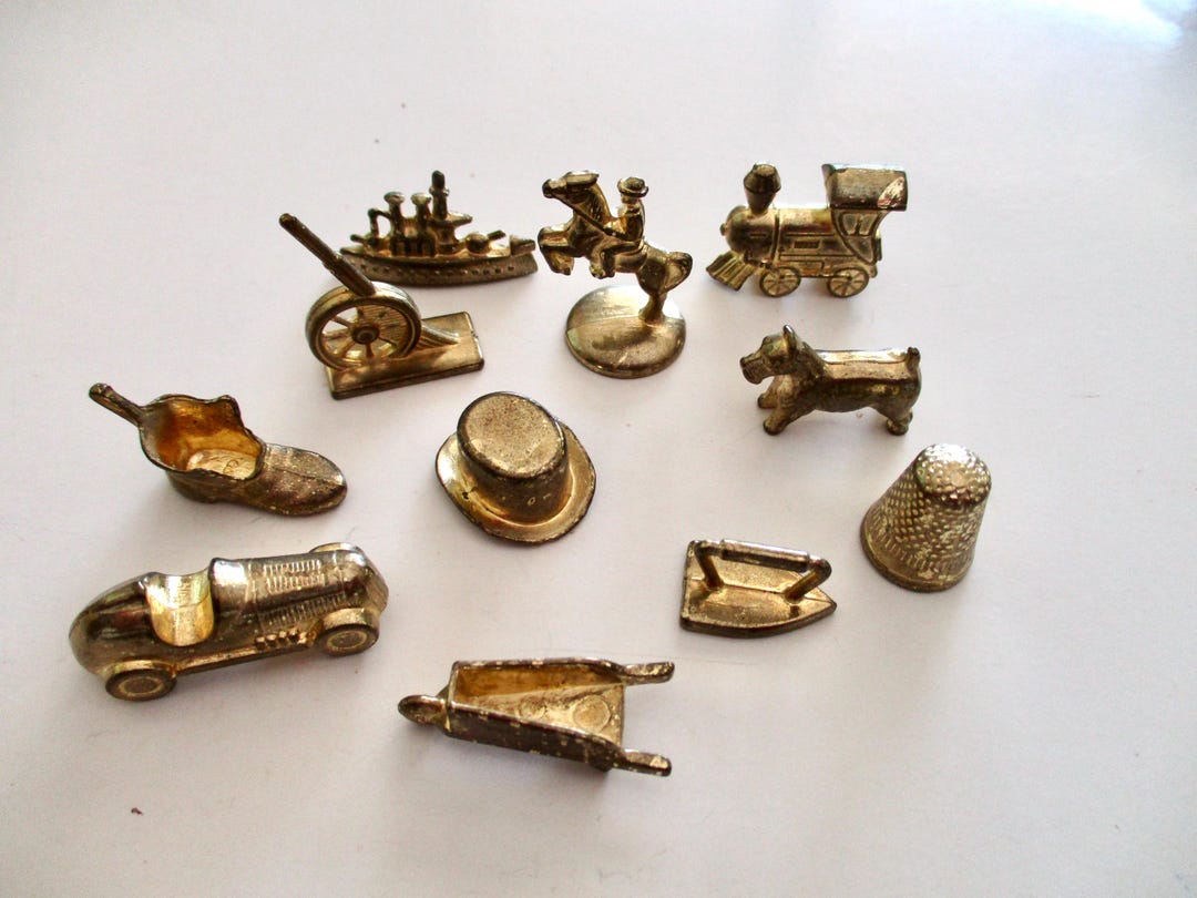 11 Vintage Gold Deluxe Edition Monopoly Game Pieces - Tokens, Markers ...