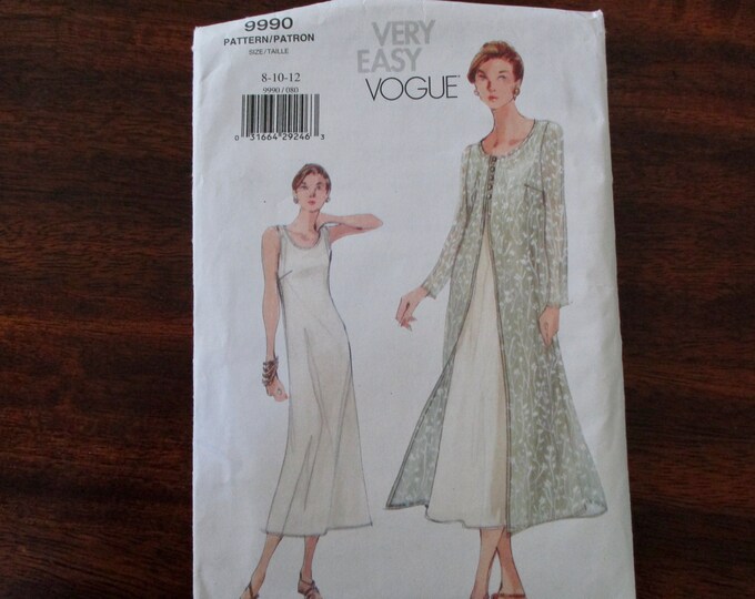 90s Very Easy Very Vogue Uncut Pattern 9990 Dress and Overdress, Size 8 ...