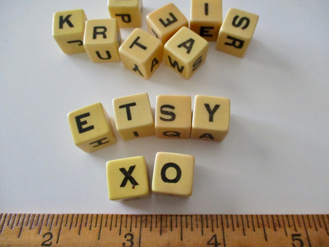 Vintage Letter Dice 15 Pieces 60s Game, Alphabet, Words, Assemblage ...