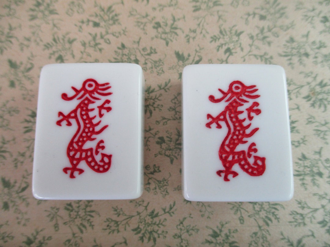 2 Vintage Mah Jongg Tiles Chinese, Ancient Game, Asian, Dragons ...