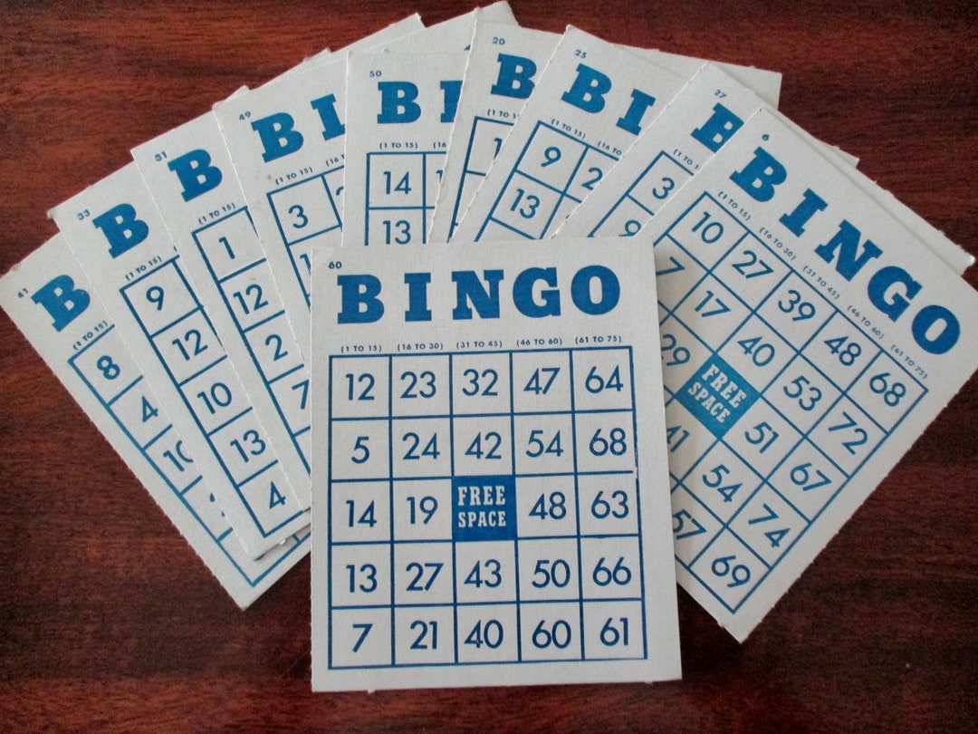 10 Bingo Cards - Vintage, Cardboard, FREE Space, Blue, Whitman - Etsy