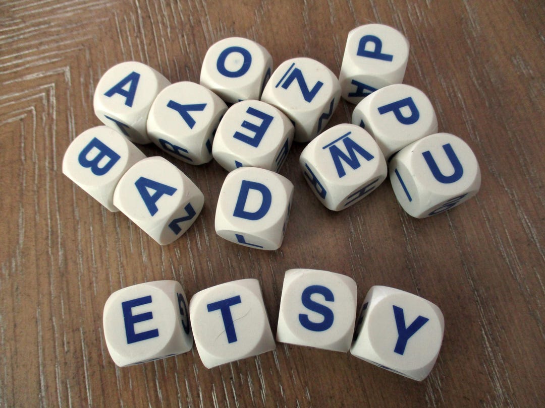 Vintage Dice - 16 Pieces - Boggle Game, Letters, Replacement Dice, Alphabet, Words, Assemblage ...