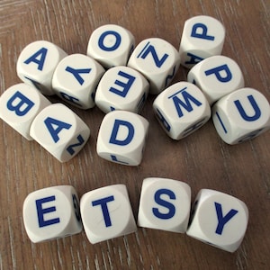 Vintage Dice - 16 Pieces - Boggle Game, Letters, Replacement Dice, Alphabet, Words, Assemblage ...