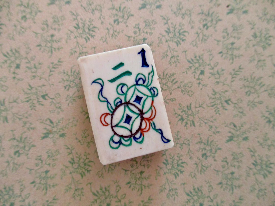 One Antique Carved Mah Jongg Bone and Bamboo Tile - 1920s, Chinese ...